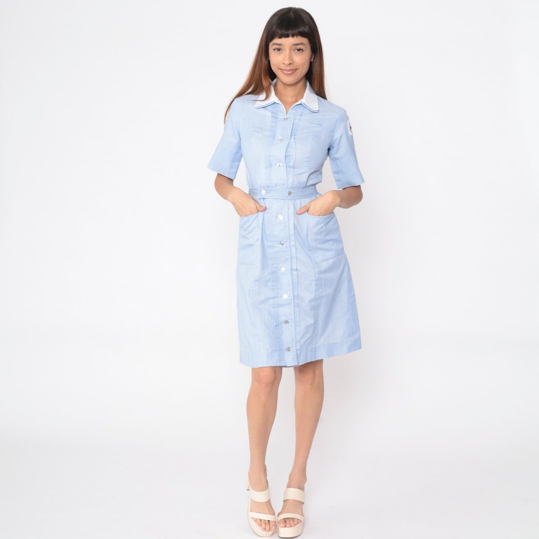80s Nurse Uniform Dress Blue Candy Striper Outfit Loma Linda University ...