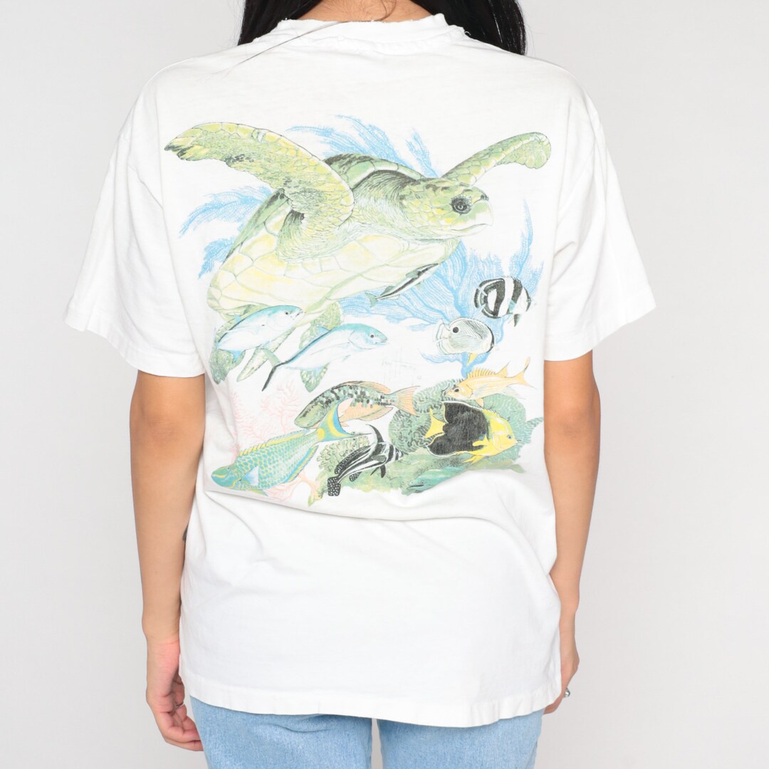 Guy Harvey Shirt 90s Sea Turtle Fish Shirt Pocket Tshirt Graphic 1990s ...