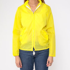 Yellow Raincoat 70s Windbreaker Semi-sheer Nylon Coat Basic Seventies ...