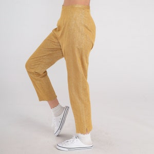 Metallic Gold Pants 70s Sparkly Trousers High Waisted Straight - Etsy