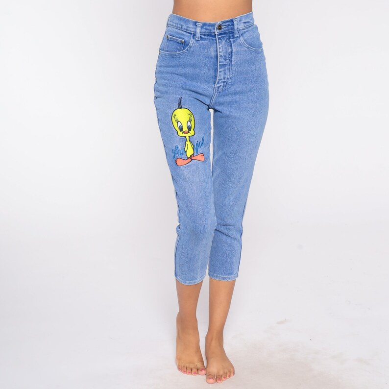 Tweety Bird Jeans 90s Looney Tunes Warner Bros Embroidered Skinny Jeans ...