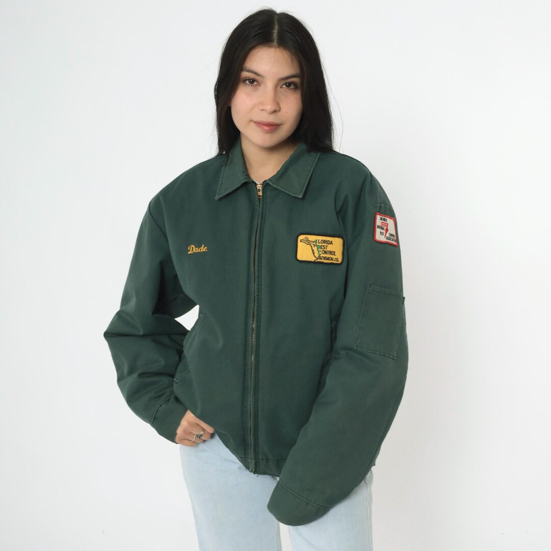 Vintage Green Workwear Jacket 90s Florida Pest Control Patch ...