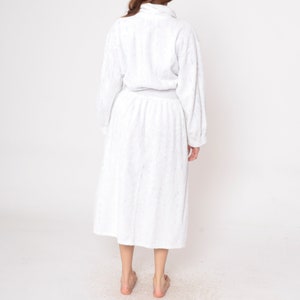 White Terry Cloth Robe 80s Pastel Striped Dressing Gown Midi Pajama ...