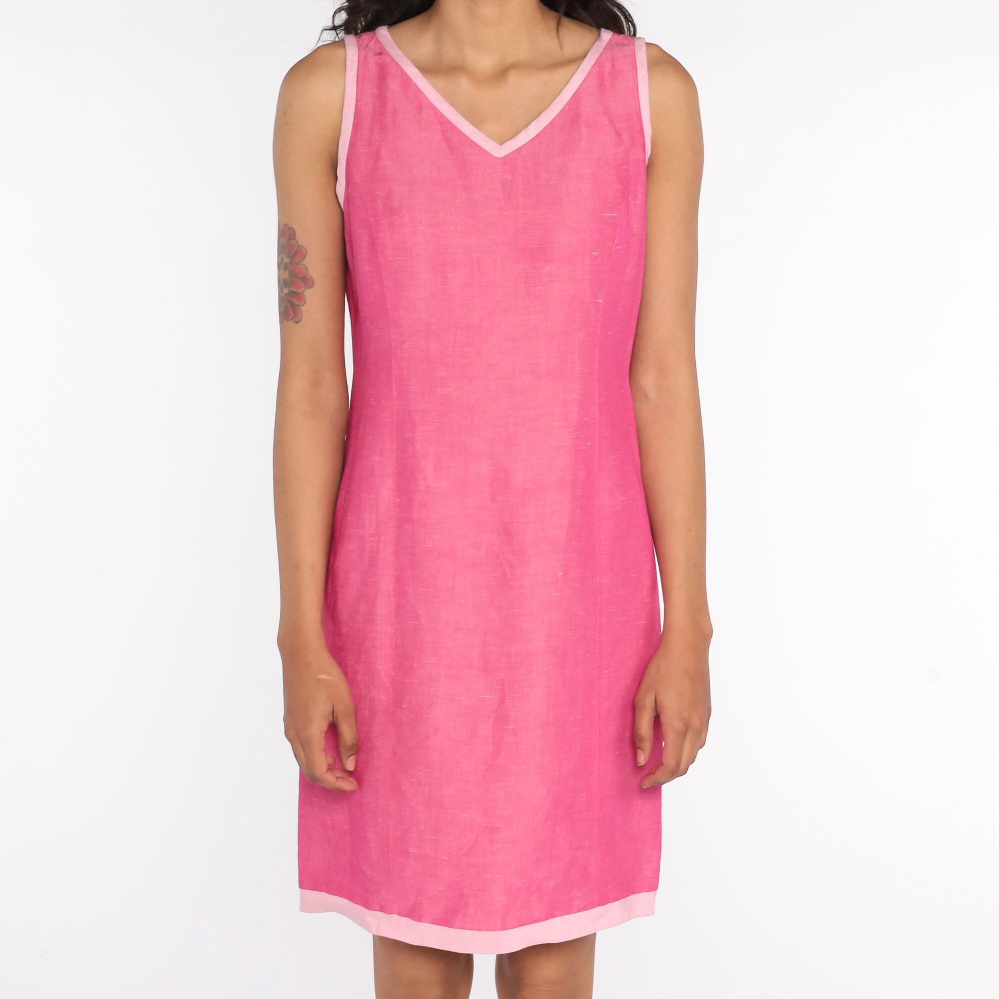 Pink Mini Dress Ringer Sheath Dress 90s Party Sleeveless Vintage 1990s pink-mini-dress-ringer-sheath-dress-90s-party-sleeveless-vintage-1990s