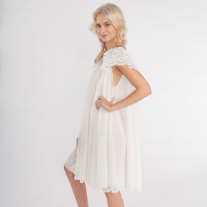 White Lace Robe 80s Lingerie Jacket Short Mini House Coat Flutter ...