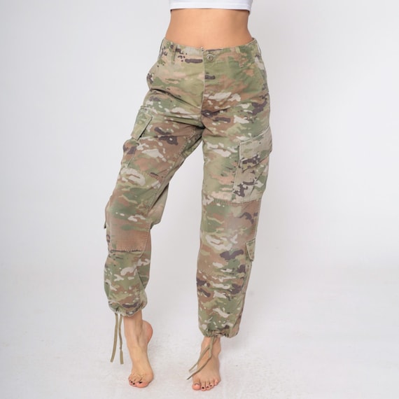 Camo Cargo Pants 90s Army Pants Military Combat Olive… - Gem