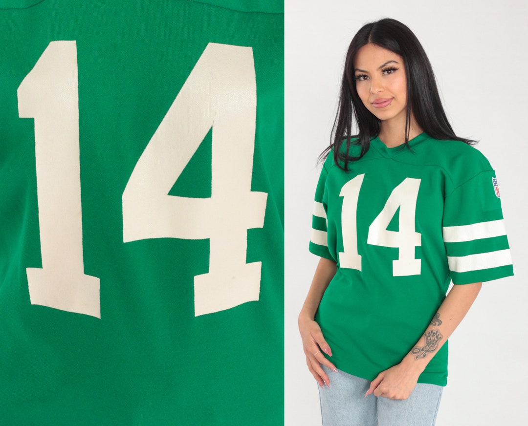 80s Football Shirt Numbered 14 T-shirt Philadelphia Eagles Green Sports ...