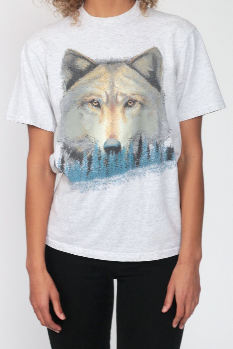 Wolf Tshirt Animal Shirt 90s Wolf Print Tshirt Distressed - Etsy