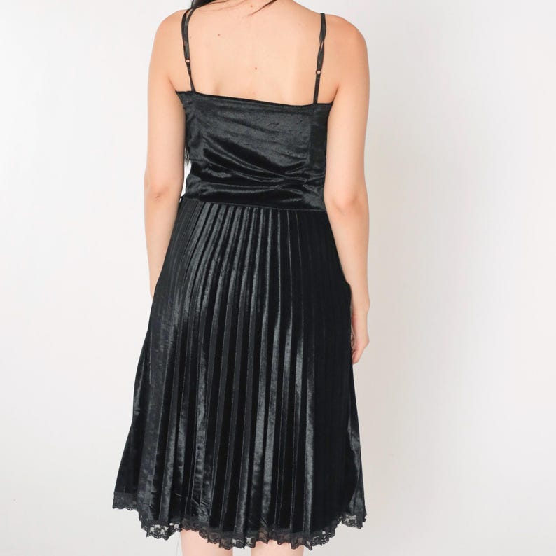 Y2K Black Party Dress Faux Fur Velour Going Out Dress Midi Pleated ...
