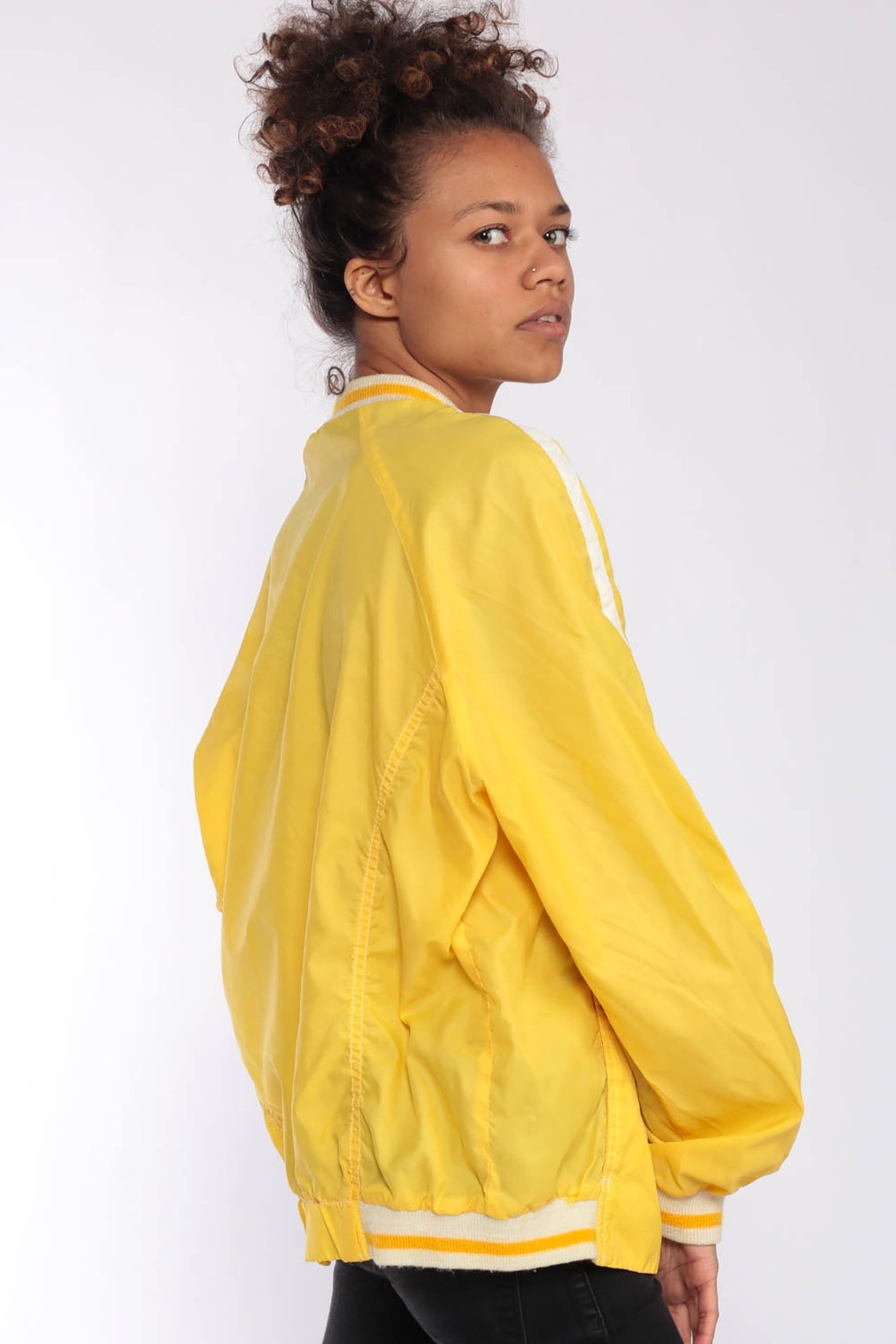 Yellow Windbreaker Jacket Zip up Jacket 70s Baseball Jacket - Etsy