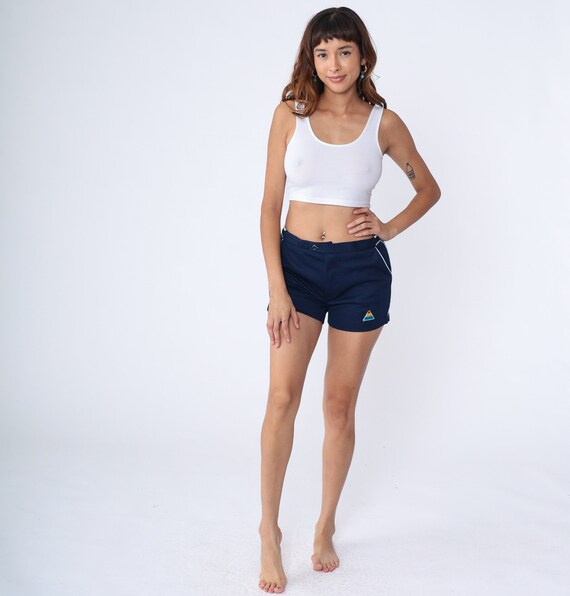 80s Swim Trunks -- Ecco Navy Blue Bathing Suit Shorts… - Gem