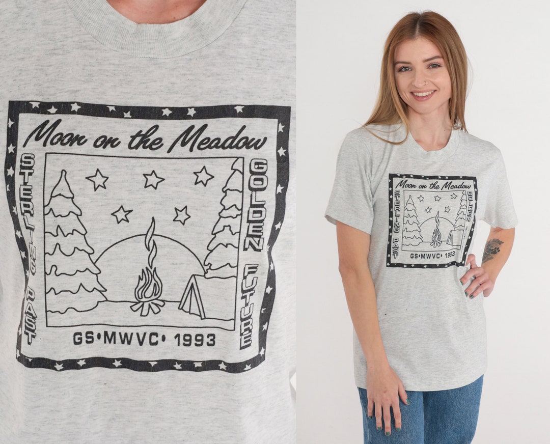 90s Girl Scouts Shirt 1993 Moon on the Meadow T-shirt Camping Graphic ...
