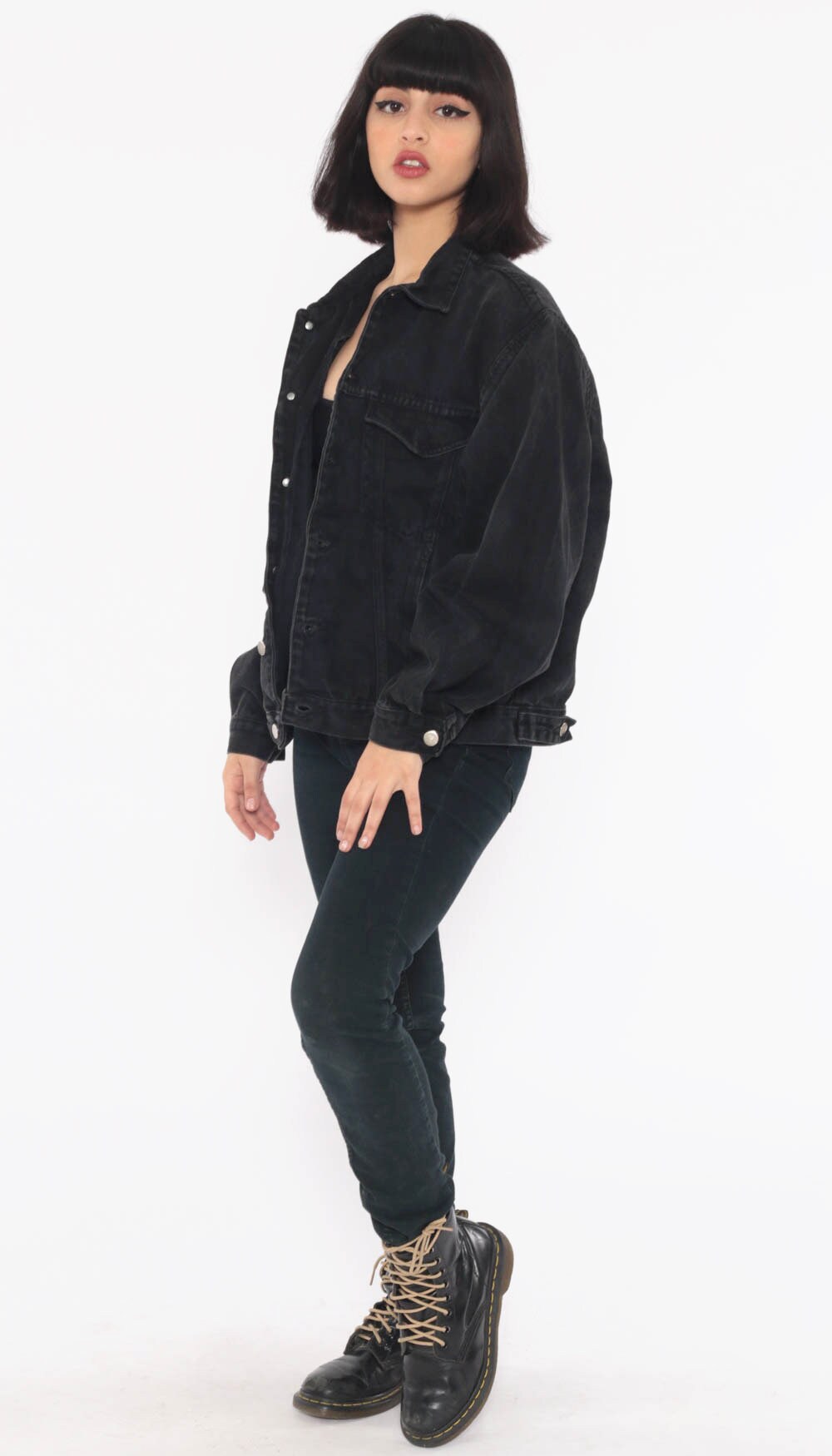 black-denim-jacket-vintage-90s-jean-jacket-trucker-jacket-grunge-biker