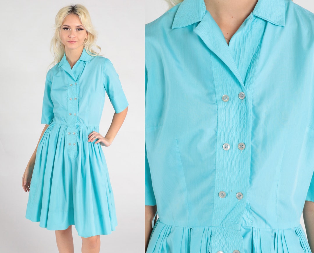 60s Day Dress Robin's Egg Blue 1960s Midi Dress Mad Men - Etsy