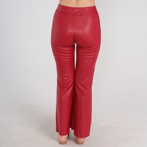 Vintage Red Vinyl Pants 90s Bell Bottom Pants Flared Trousers Mid Rise ...