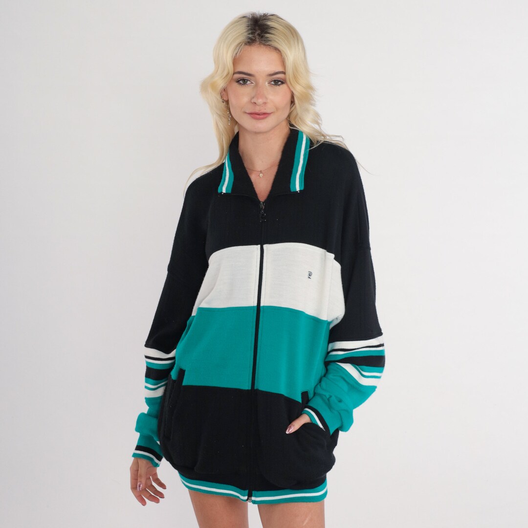 Pierre Cardin Track Jacket 80s Striped Zip up Sweatshirt Black White ...