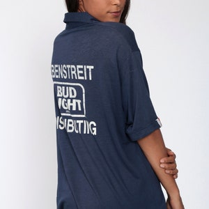 Bud Light Shirt Budweiser Uniform Polo Shirt 80s Work Wear Navy Blue ...