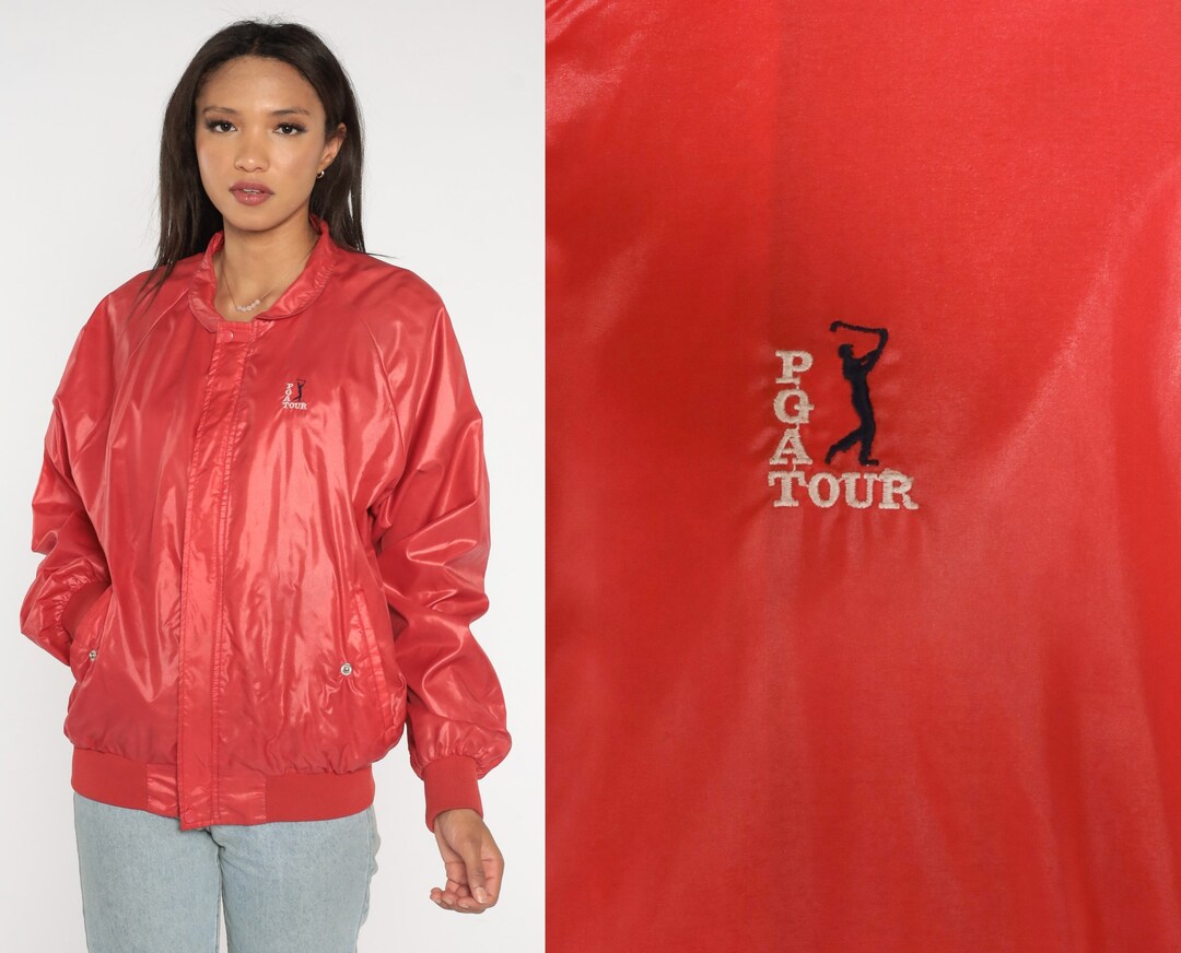 PGA Tour Windbreaker 80s Golf Jacket Zip up Red Windbreaker Vintage ...