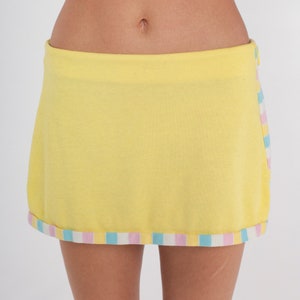 Micro Mini Skirt 80s Yellow Low Rise Skirt Pastel Pink Blue White ...