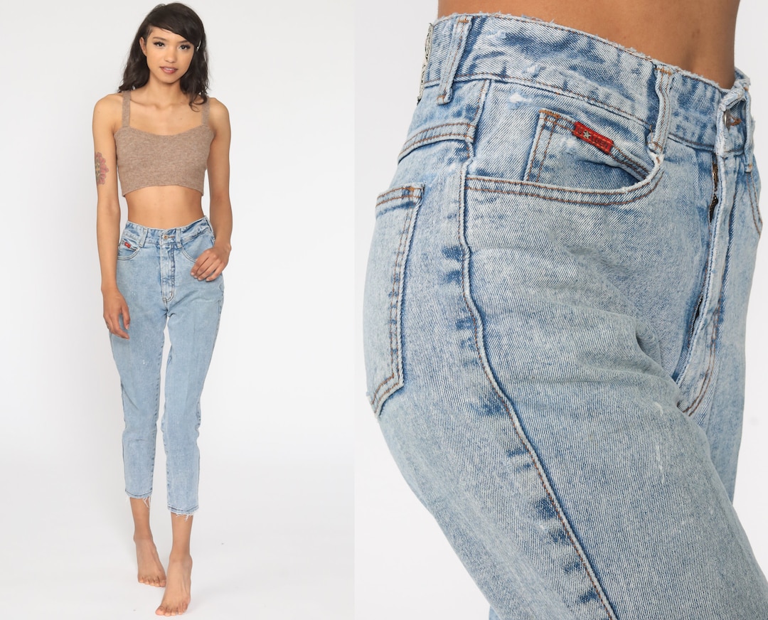 Acid Wash Jeans 80s Mom Jeans Denim High Waist Jeans 1980s - Etsy