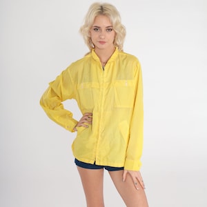 Yellow Raincoat 70s Windbreaker Semi-sheer Nylon Coat Retro Basic ...