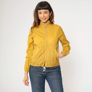 70s Mustard Windbreaker Jacket Retro Plain Thin Zip up Boho Jacket ...