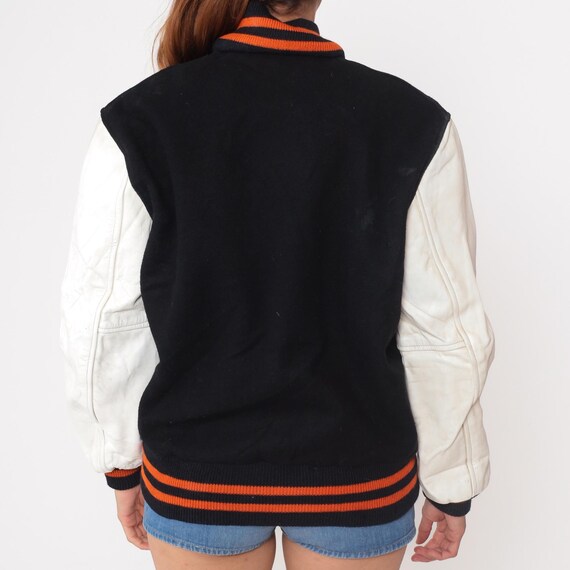 80s Varsity Jacket Letterman Terry Indians Black Oran… - Gem