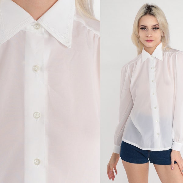 White Sheer Blouse - Etsy