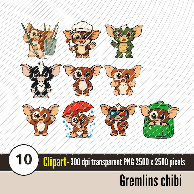 Gremlins Chibi Clipart 10 | Chibi Anime Characters PNG | Digital ...