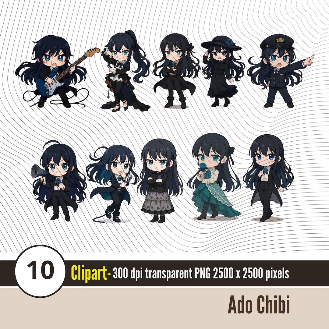Ado Chibi Clipart 10 | Chibi Anime Characters PNG | Digital Download ...