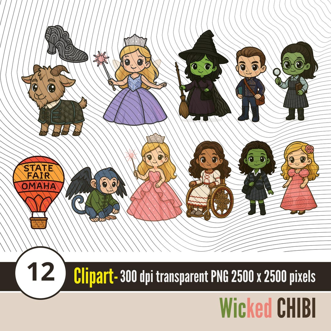 Wicked CHIBI Elphaba Glinda Clipart 12 | Chibi Anime Characters PNG ...