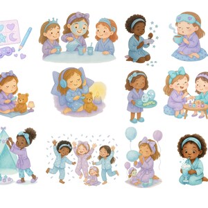Spa and Slumber Party Clipart Set for Girls – Cute Watercolor Sleepover ...