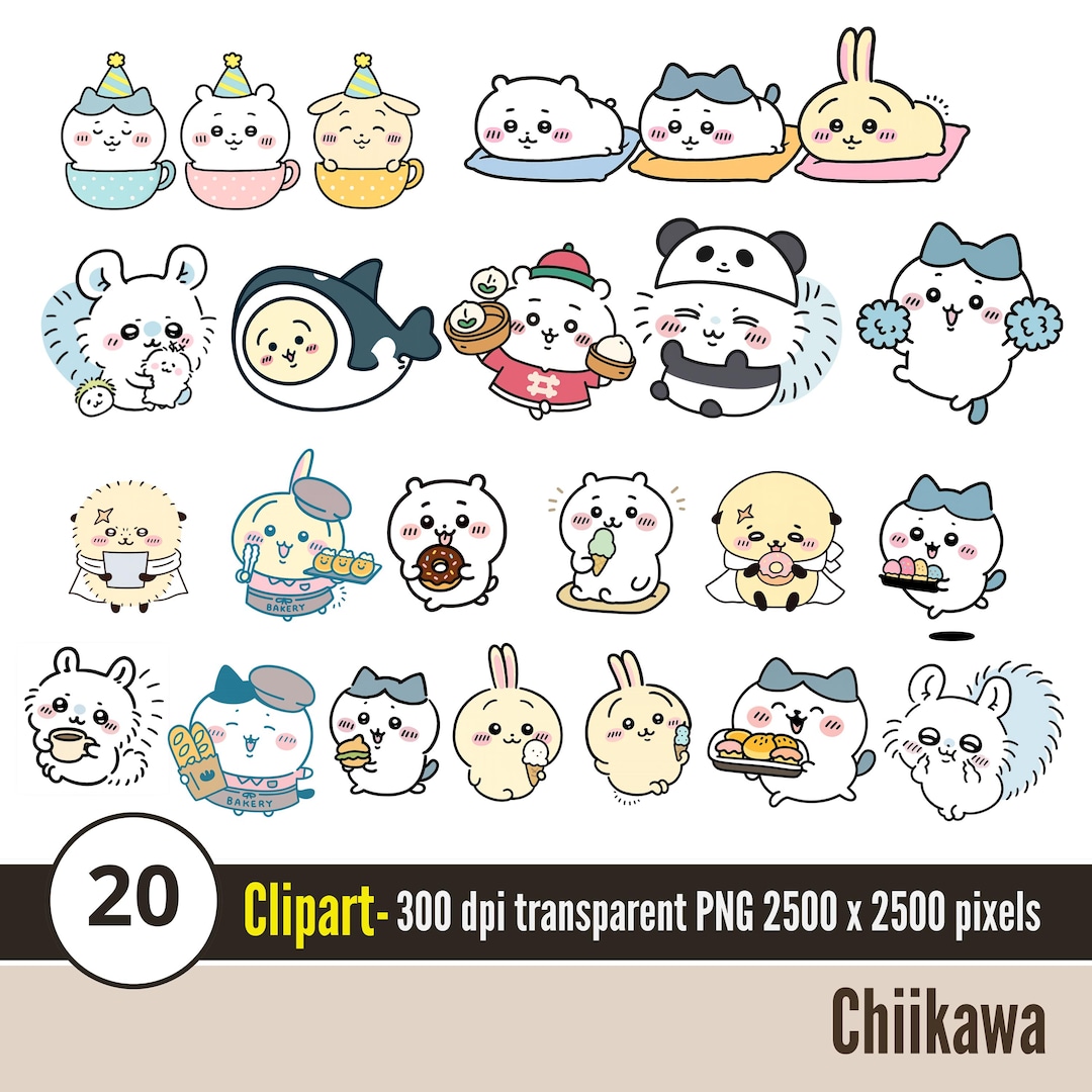 Chiikawa KAWAII Clipart 20 | Characters PNG | Digital Download ...