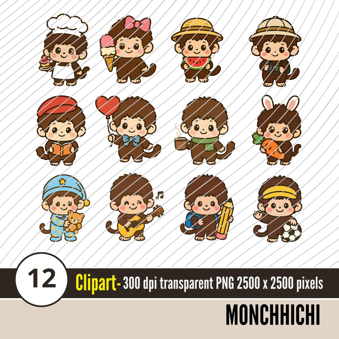 Monchhichi CHIBI Clipart 8 | Chibi Anime Characters PNG | Digital ...