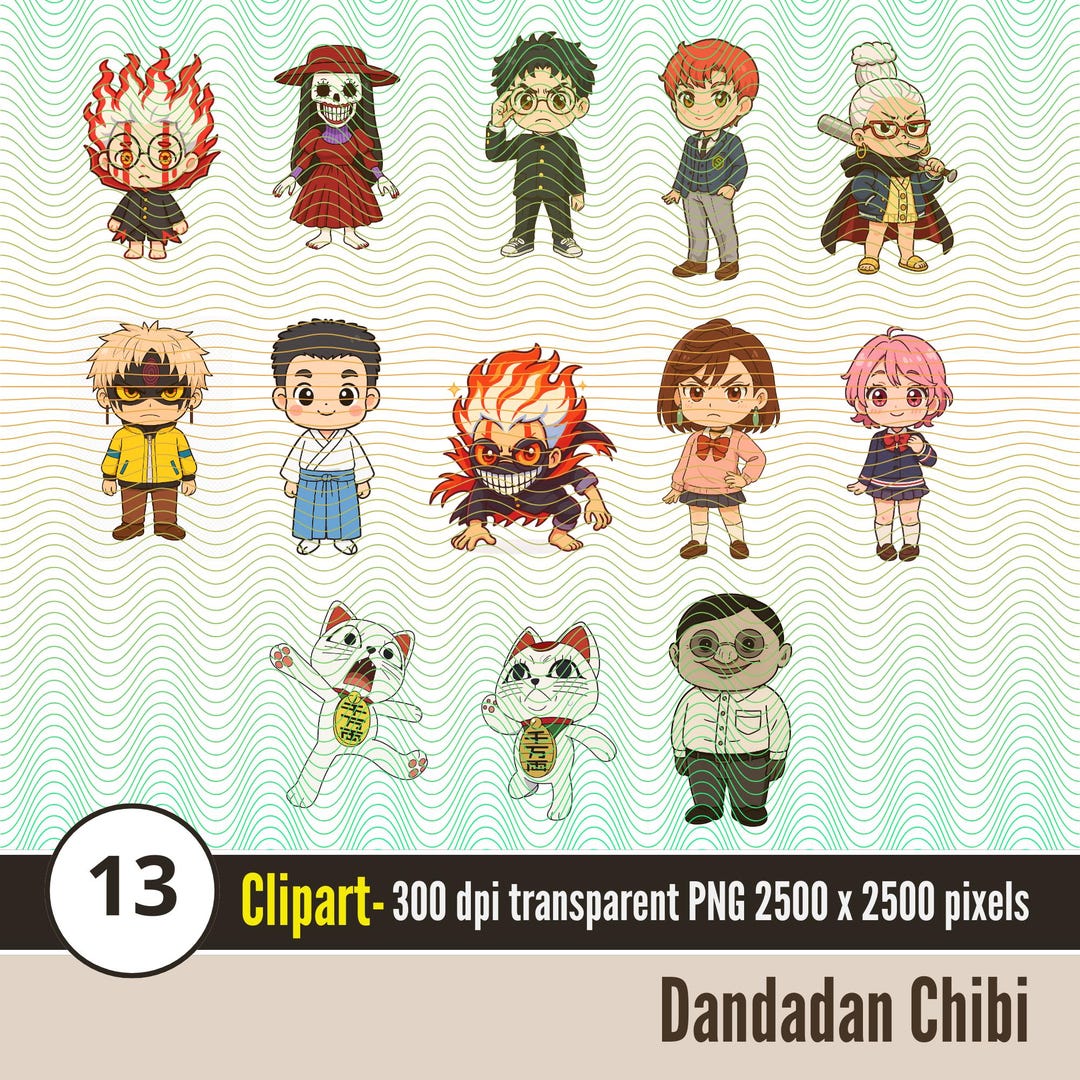 Kawaii DANDADAN Clipart 13 | Chibi Anime Characters PNG | Digital ...