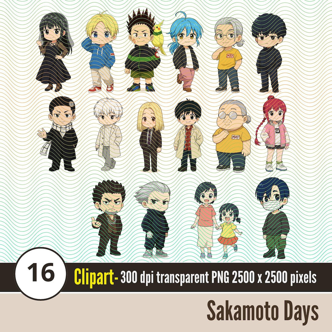 Kawaii Sakamoto Days Clipart 16 | Chibi Anime Characters PNG | Digital ...