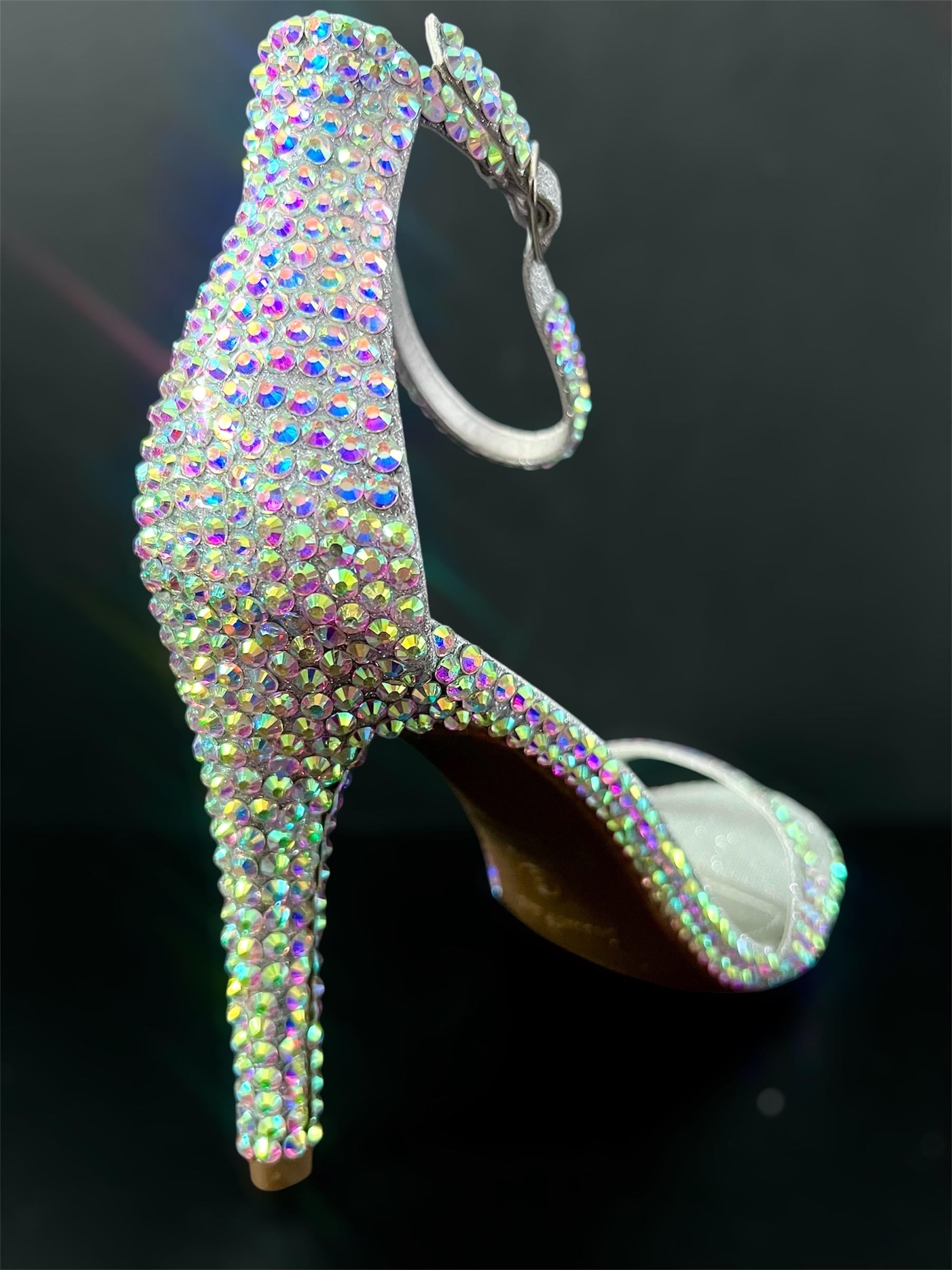 Womens Iridescent Rhinestone Strappy Heels Sandals Pumps - Etsy