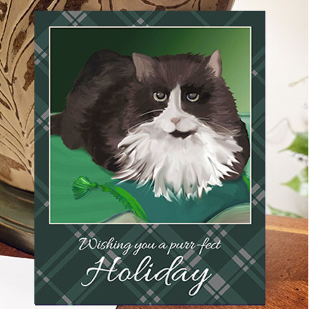 10 Turkish Angora Tuxedo Cat Christmas Holiday Cards - Etsy