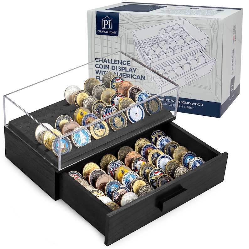 Wooden Challenge Coin Display Case: Military & Service Coin Holder - Etsy