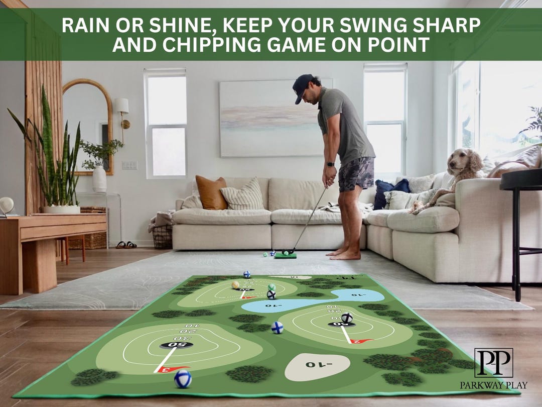 Family Golf Chipping Game Set – Indoor/outdoor Practice Mat With ...