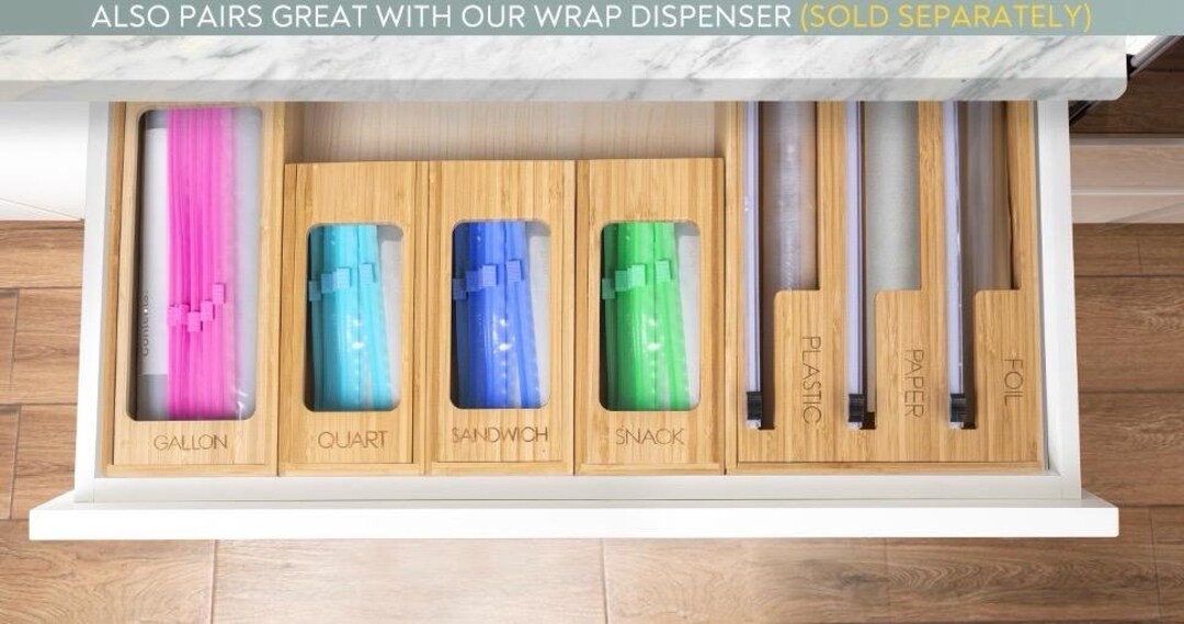 Bag Organizer for Drawer With Sliding Covers - Food Storage Bag Holder ...
