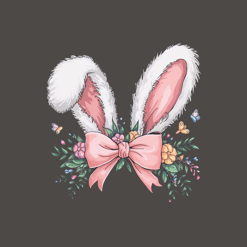 Spring Bunny Ears PNG, Floral Bow, Cute Easter Clipart, Pastel ...