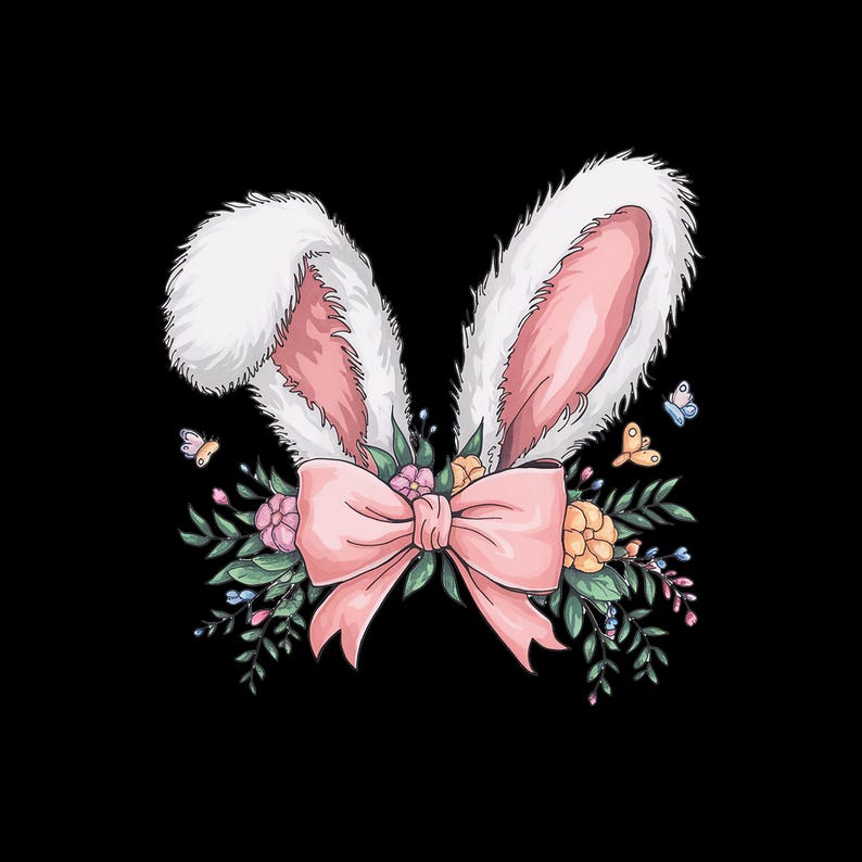 Spring Bunny Ears PNG, Floral Bow, Cute Easter Clipart, Pastel ...