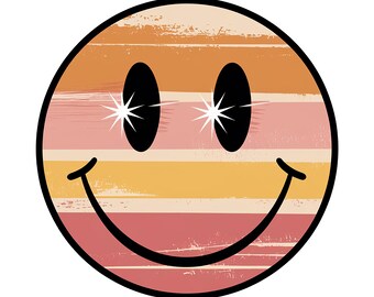 Retro Smiley Face PNG, Groovy 70s Happy Face Design, Hippie Aesthetic ...