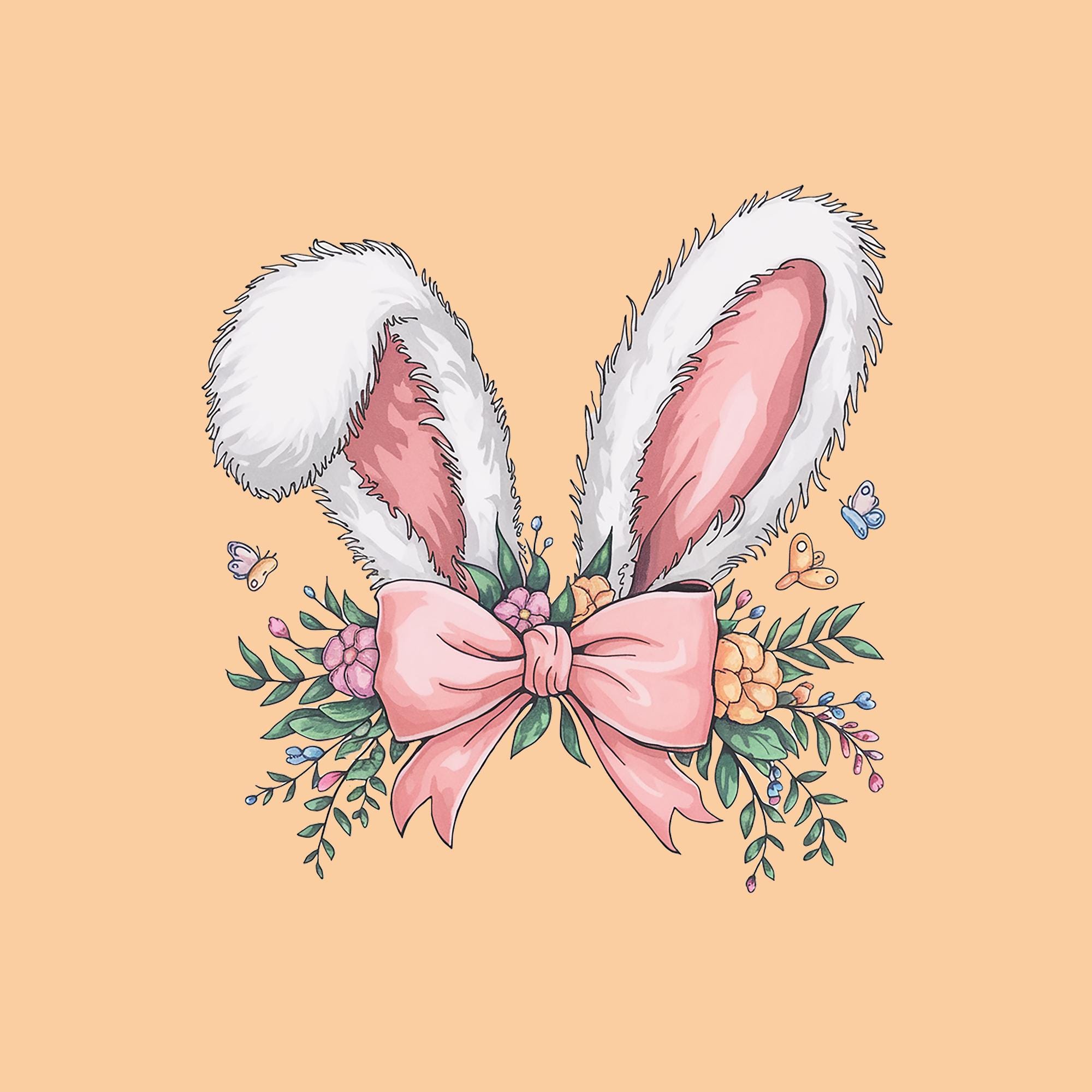 Spring Bunny Ears PNG, Floral Bow, Cute Easter Clipart, Pastel ...