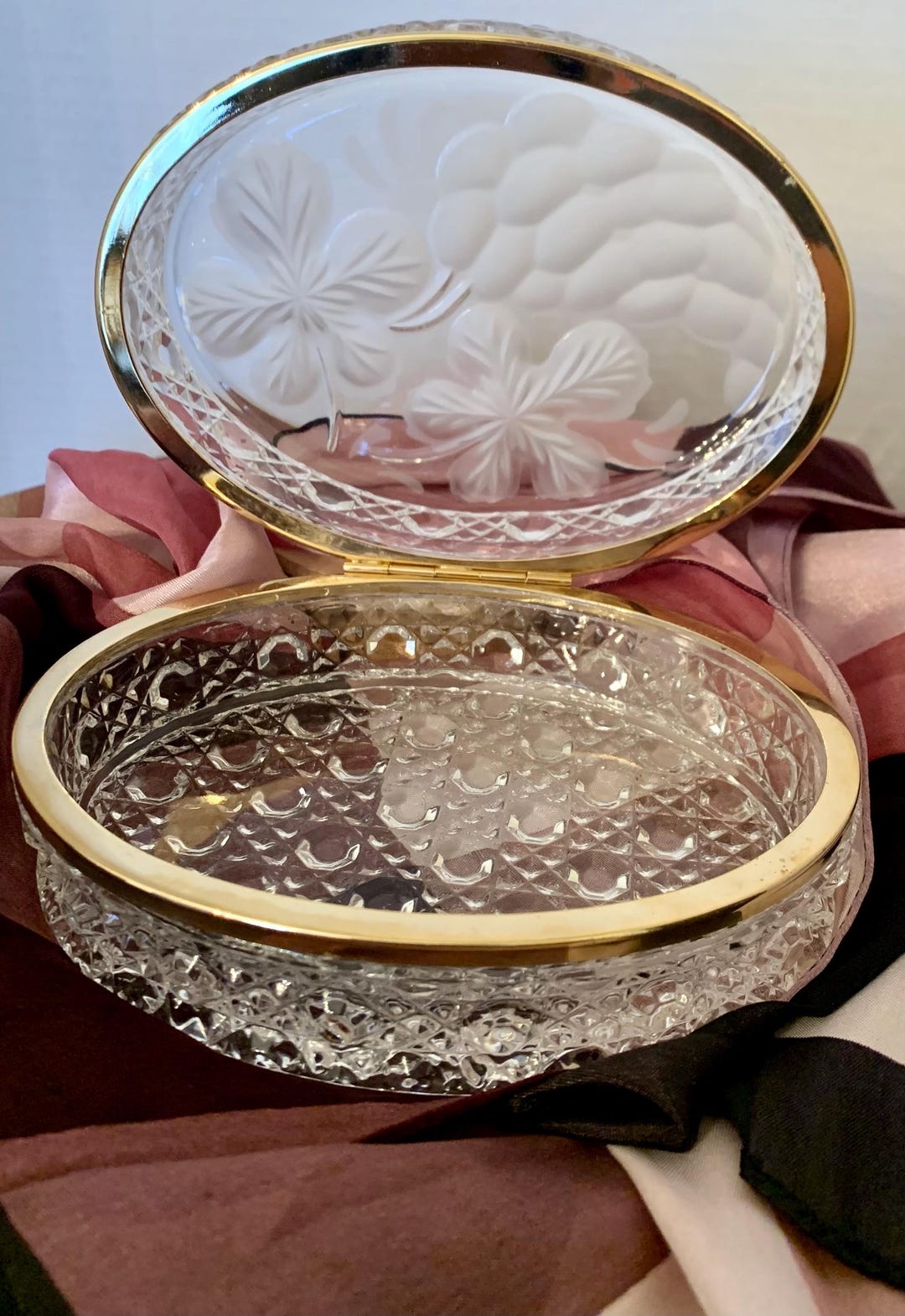 French Cut Crystal Trinket Box - Etsy