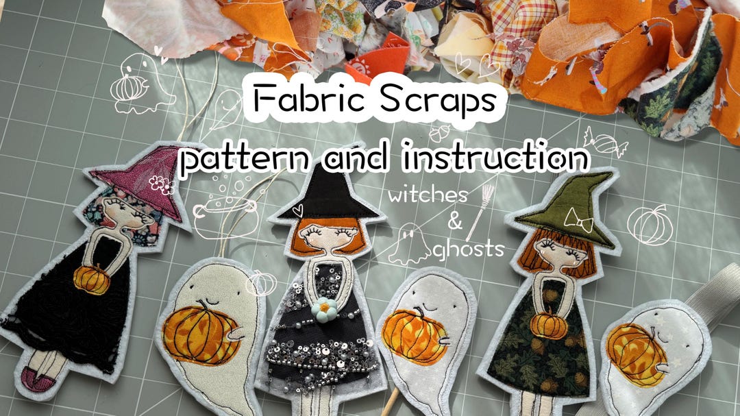 PDF Pattern Fabric Scraps Witch and Ghost Pattern With Step-by-step ...