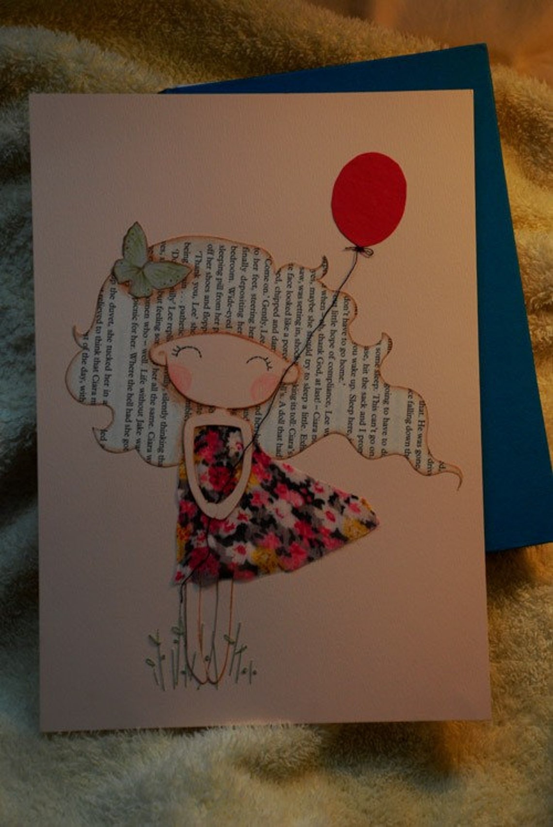 Girl With Red Balloon Original Mixed Media Illustration - Etsy