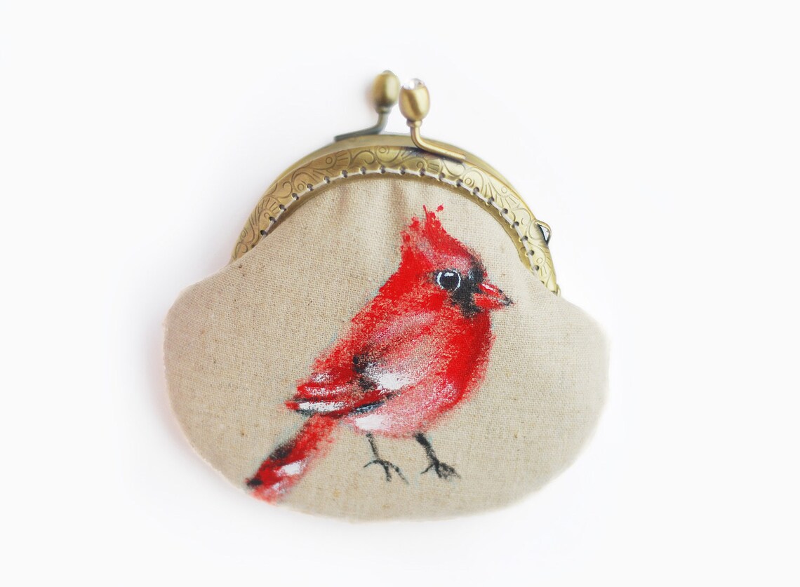 Red Cardinal Hand Painted Bird Vintage Purse - Etsy