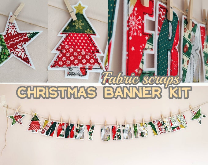Fabric Scraps Christmas Banner Kit - Etsy